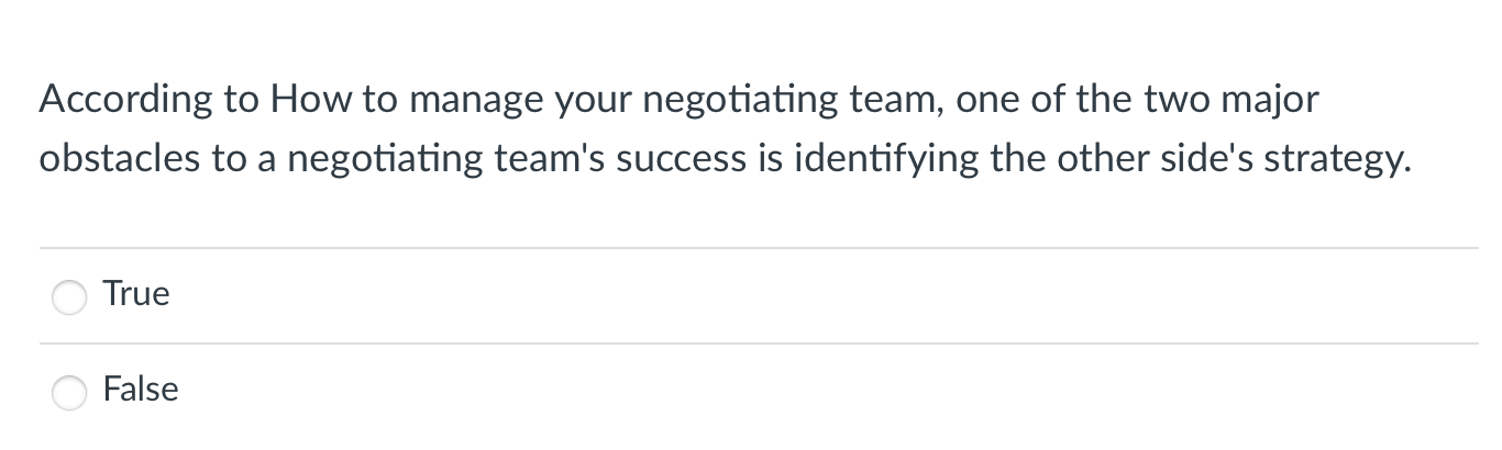 Solved According to How to manage your negotiating team, one | Chegg.com