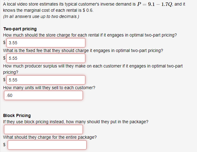 Solved A local video store estimates its typical customer's | Chegg.com