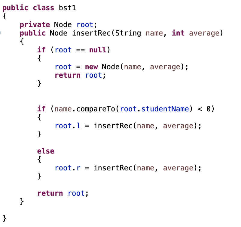 Solved Java program: I'm using a binary search tree with a | Chegg.com