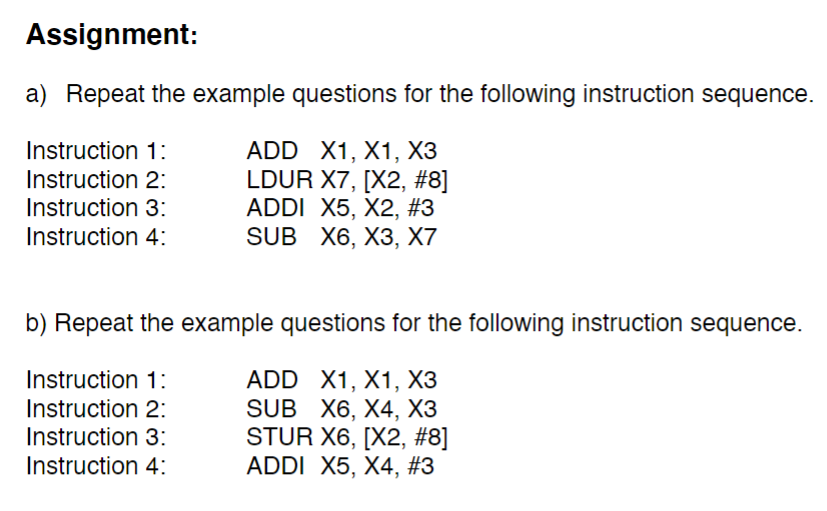 Solved Assignment: a) Repeat the example questions for the | Chegg.com