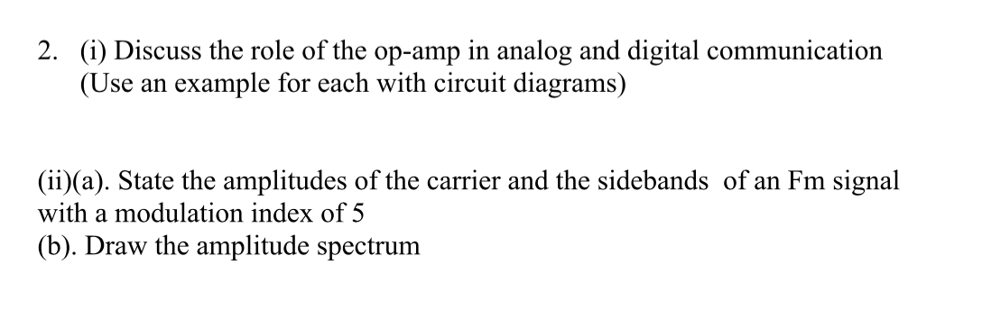 Solved 2. (i) Discuss the role of the op-amp in analog and | Chegg.com