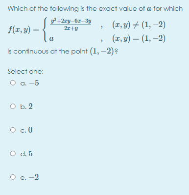 Solved Which of the following is the exact value of a for | Chegg.com