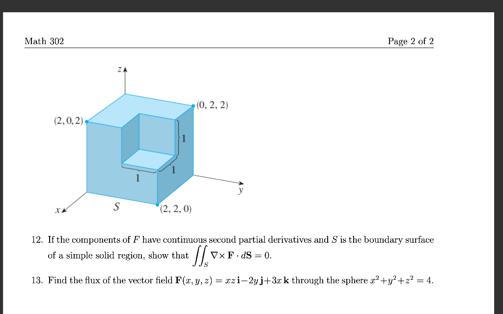 Solved 12. If the components of F have continuous second | Chegg.com