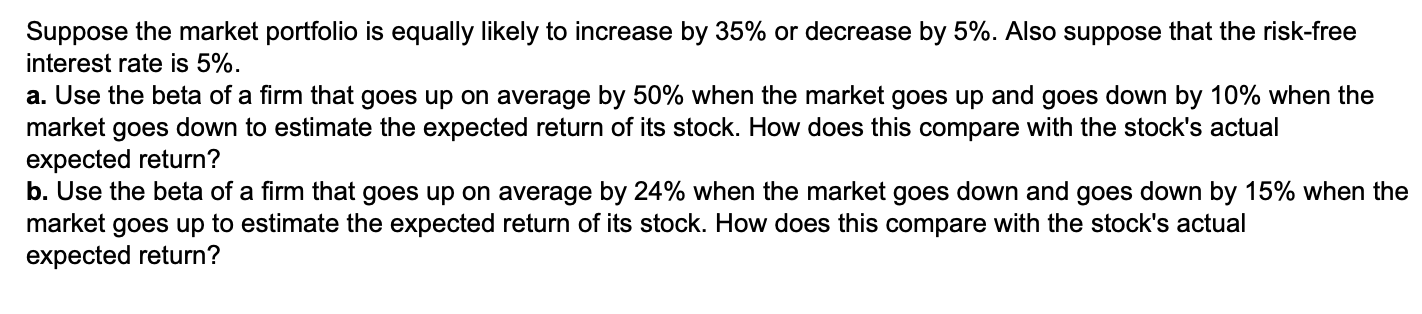 Solved Suppose the market portfolio is equally likely to | Chegg.com