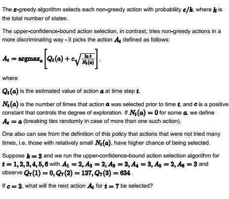 The e-greedy algorithm selects each non-greedy action | Chegg.com