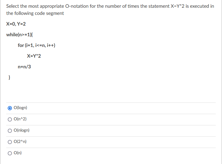 Solved Select the most appropriate O-notation for the number | Chegg.com