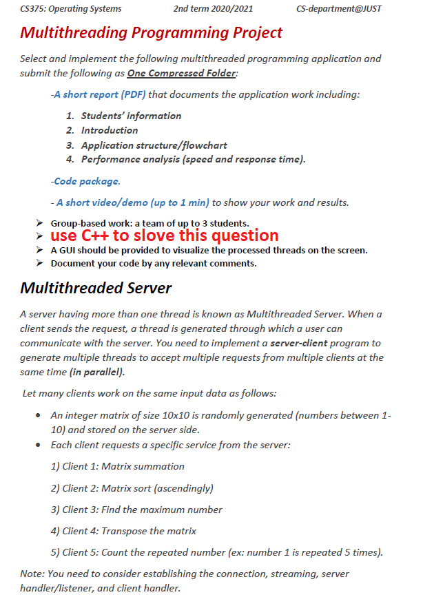 Solved CS375: Operating Systems 2nd term 2020/2021 | Chegg.com