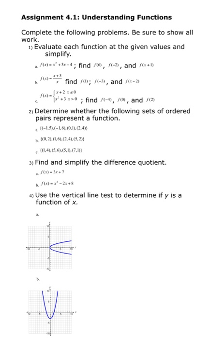 Solved Assignment 41 Understanding Functions Complete The