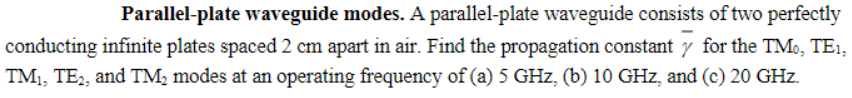 Solved Parallel-plate waveguide modes. A parallel-plate | Chegg.com