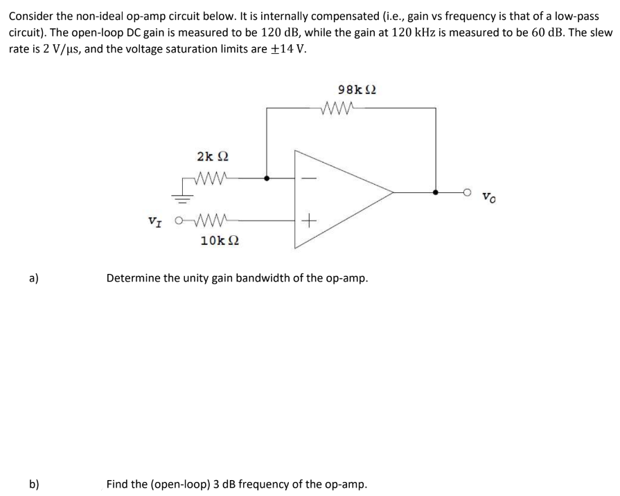 Solved Consider the non-ideal op-amp circuit below. It is | Chegg.com