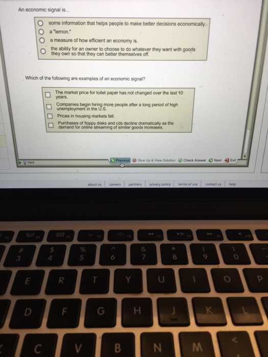 Solved An economic signal is Some information that helps | Chegg.com