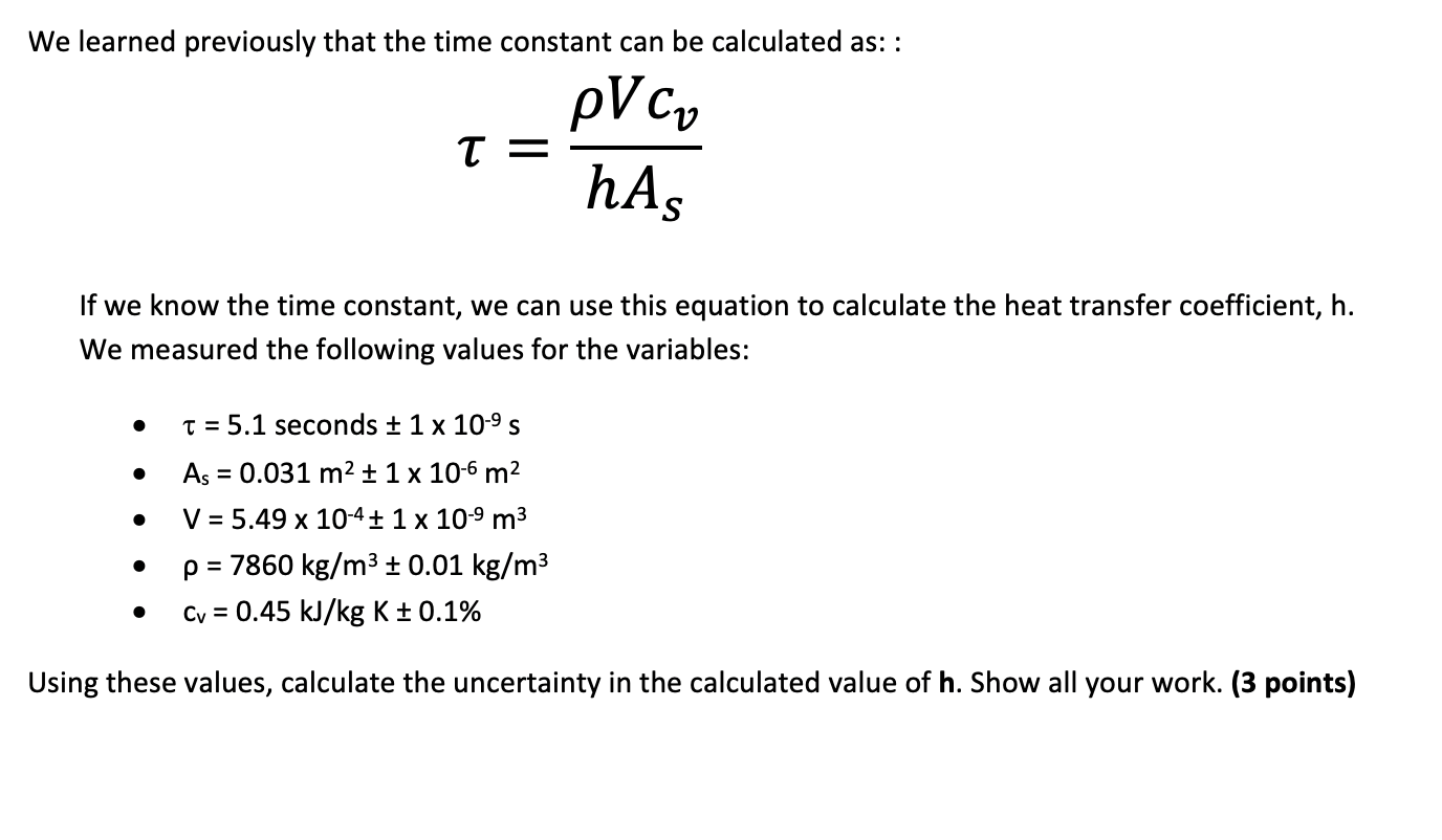 Solved We learned previously that the time constant can be | Chegg.com