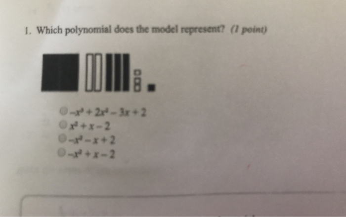 Solved 1. Which polynomial does the model represent? ( point | Chegg.com