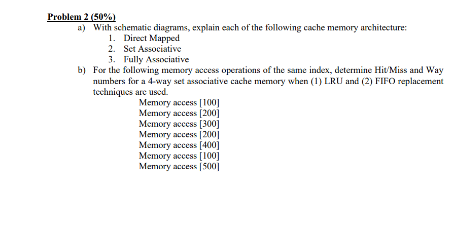 Solved Problem 2(50%) a) With schematic diagrams, explain | Chegg.com