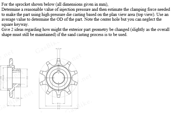 For the sprocket shown below (all dimensions given in | Chegg.com