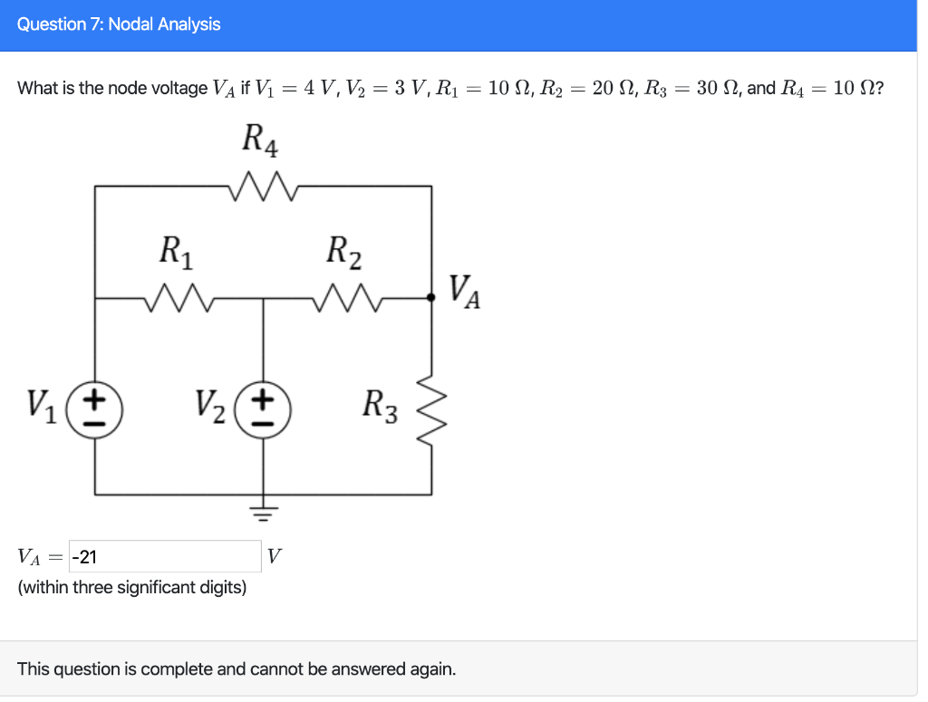 Solved Question 7: Nodal Analysis What is the node voltage | Chegg.com