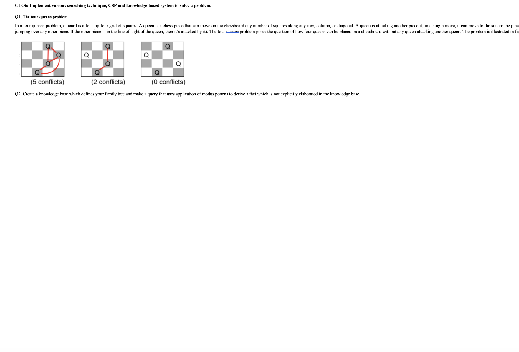 Solved CLO6: Implement various searching technique, CSP and | Chegg.com