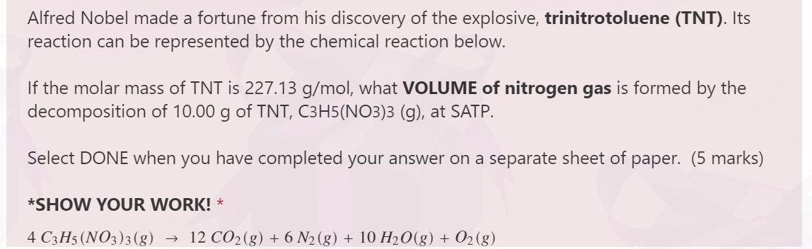 Solved Alfred Nobel made a fortune from his discovery of the | Chegg.com