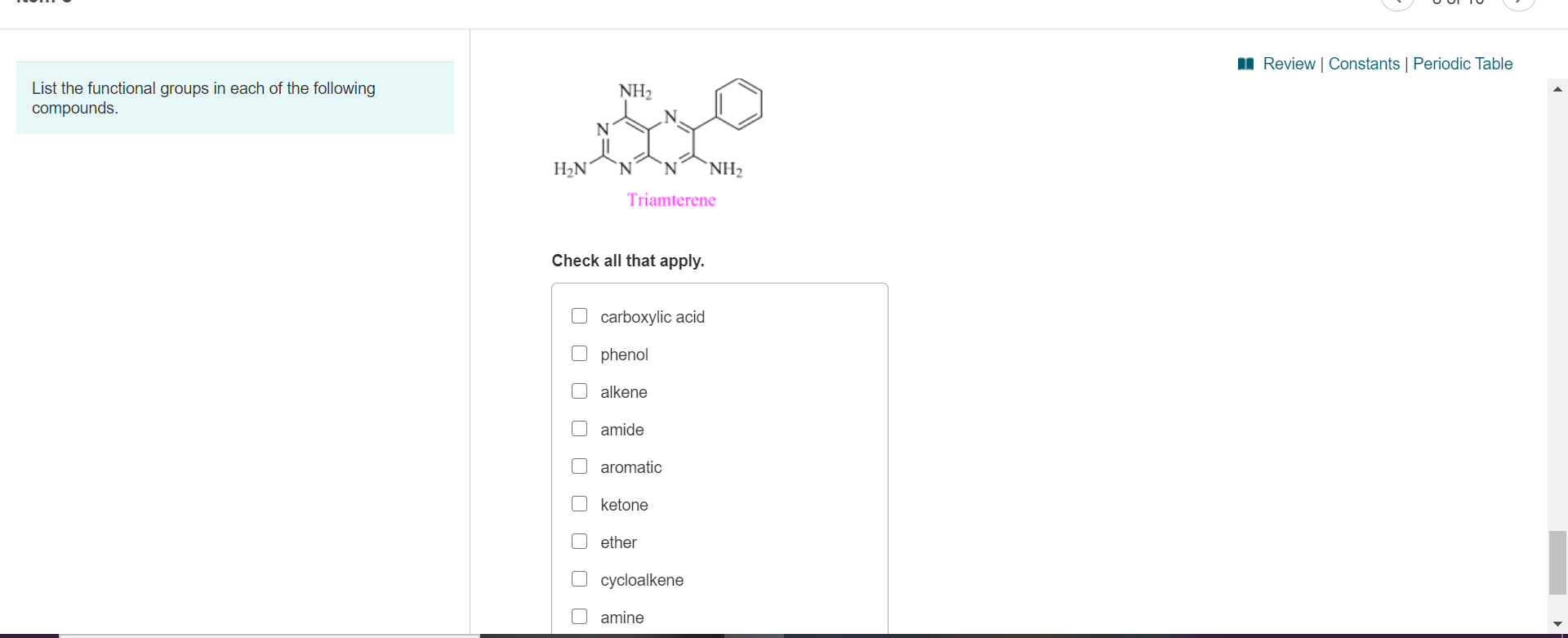 Solved A Review Constants Periodic Table List the functional | Chegg.com