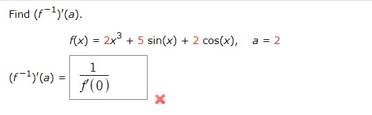 Solved Find (f−1)′(a). f(x)=4x3+3x2+3x+7,a=7 (f−1)′(a)=Find | Chegg.com