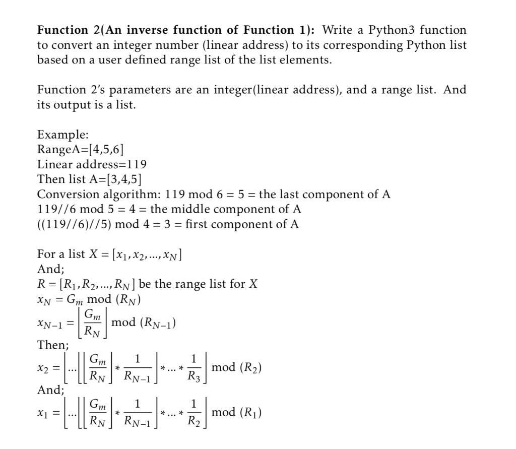Solved Function 2(An inverse function of Function 1): Write | Chegg.com