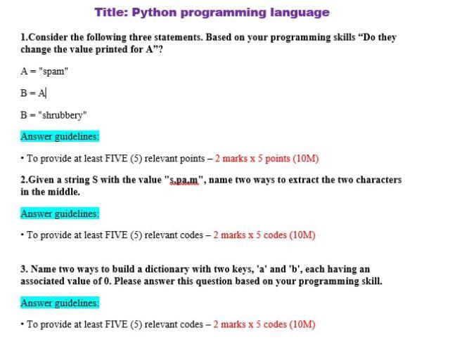 Solved Title: Python programming language 1. Consider the | Chegg.com