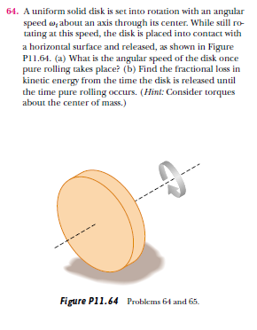 Solved 64. A uniform solid disk is set into rotation with an | Chegg.com