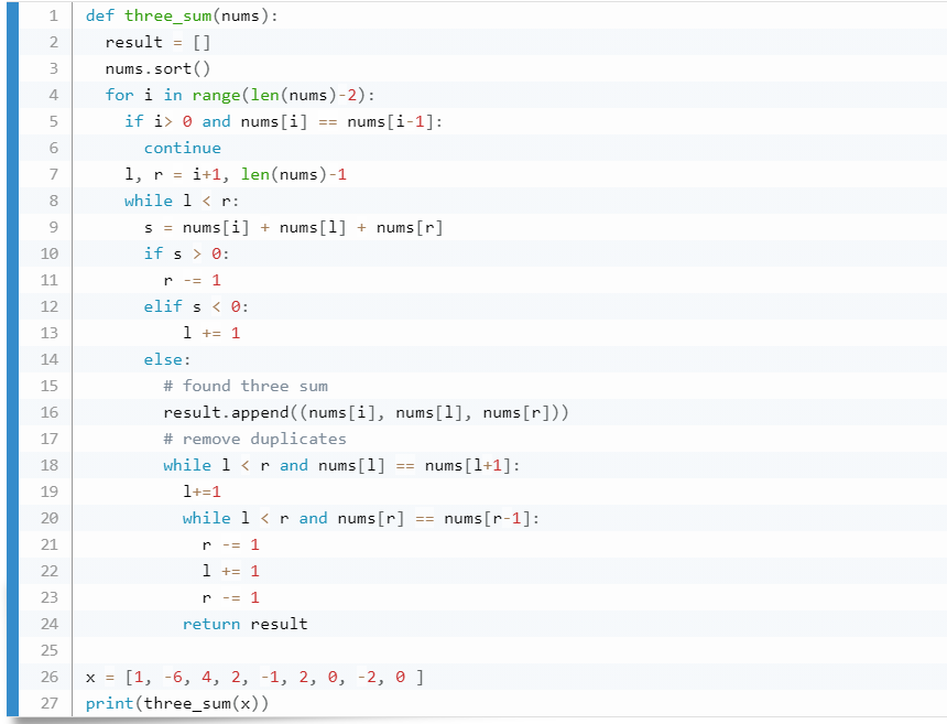 Solved 1 N 3 4 5 def three_sum(nums): result = [] nums. | Chegg.com