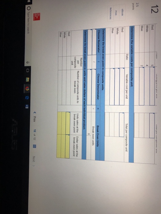 Solved HW Chapter 18。 12 Problem 18-7A Break-even analysis | Chegg.com