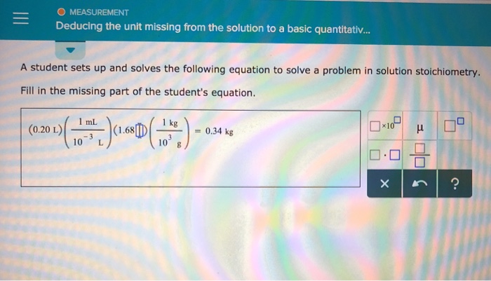 Solved O MEASUREMENT Deducing the unit missing from the | Chegg.com