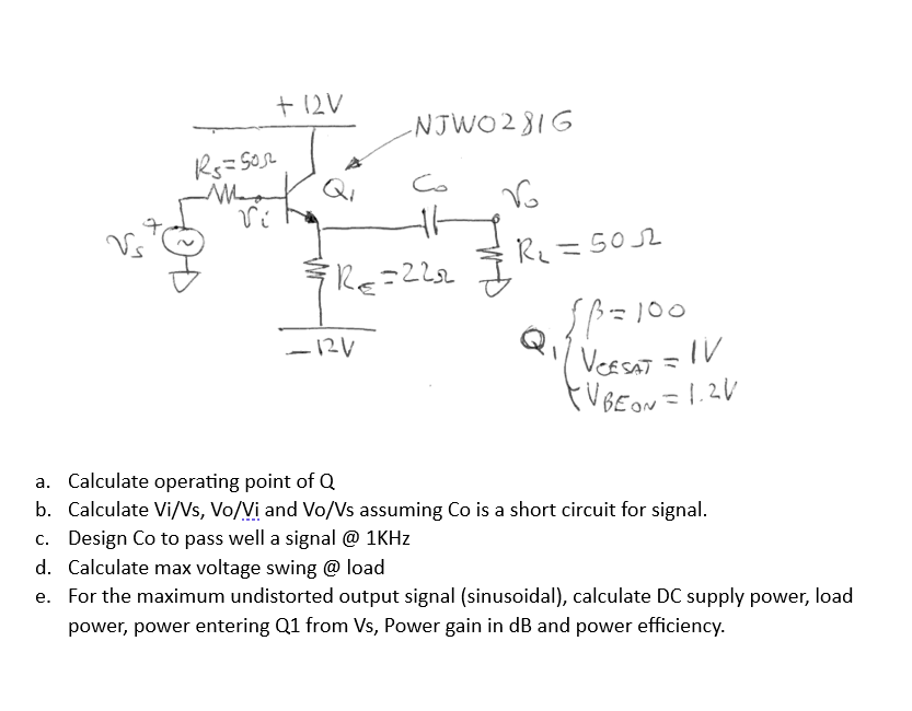 Solved a. ﻿Calculate operating point of Qb. ﻿Calculate | Chegg.com