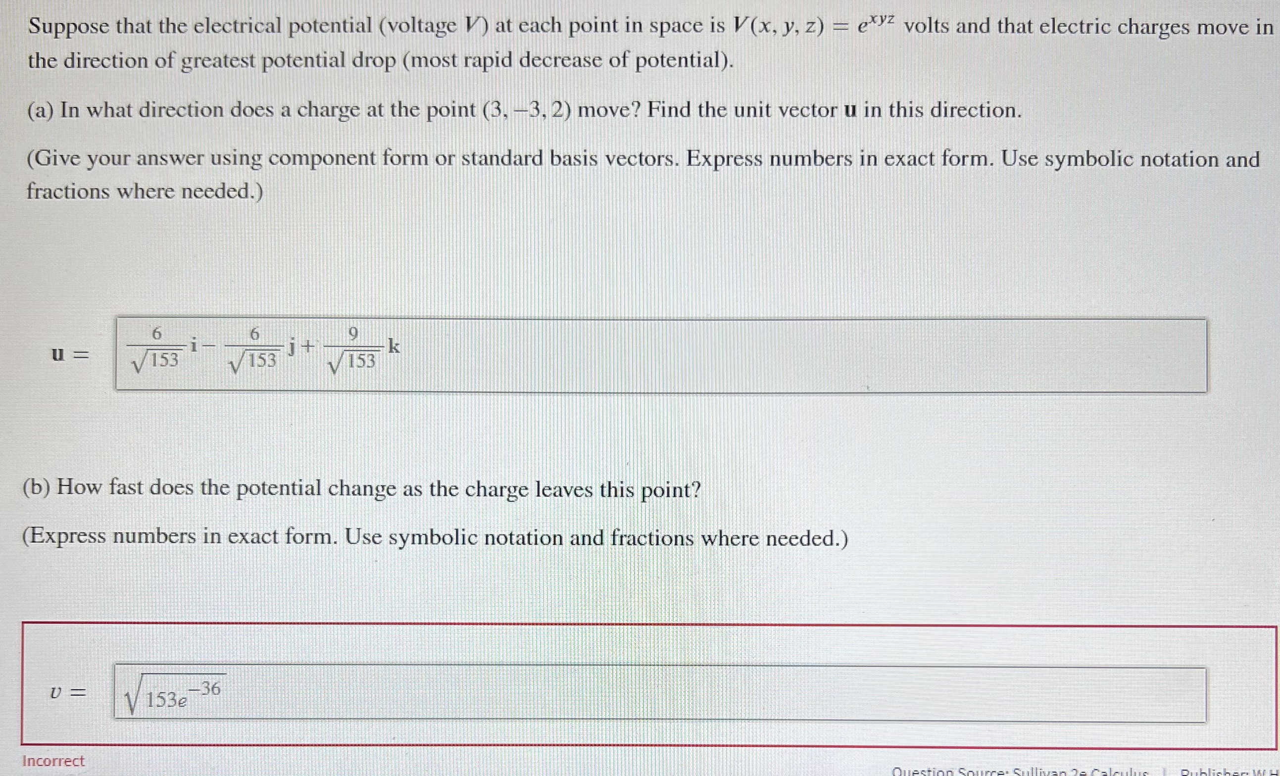 Solved Suppose that the electrical potential (voltage V ) at | Chegg.com