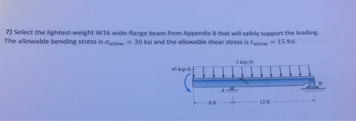 Solved 7) Select the lightest-weight W16 wide-flange beam | Chegg.com