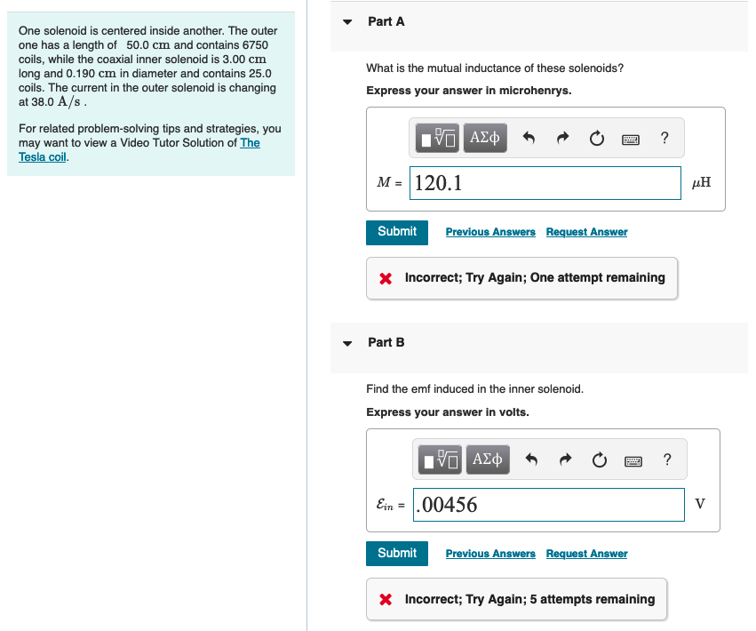 Solved One solenoid is centered inside another. The outer | Chegg.com