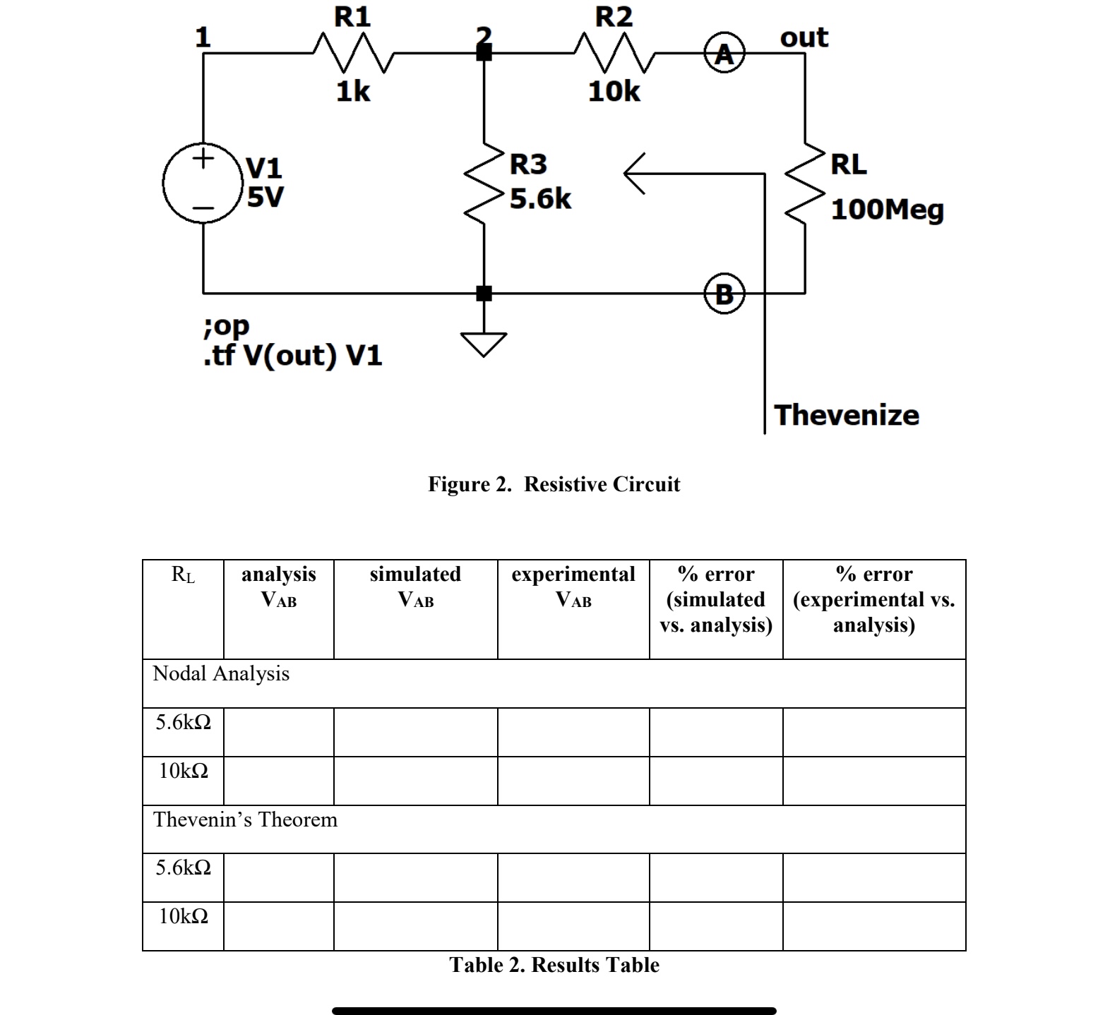 Solved Figure 2. Resistive Circuit Table 2. Results | Chegg.com