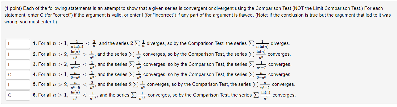 Solved (1 ﻿point) ﻿Each of the following statements is an | Chegg.com