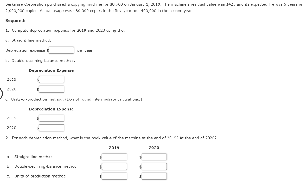 Solved Berkshire Corporation purchased a copying machine for | Chegg.com