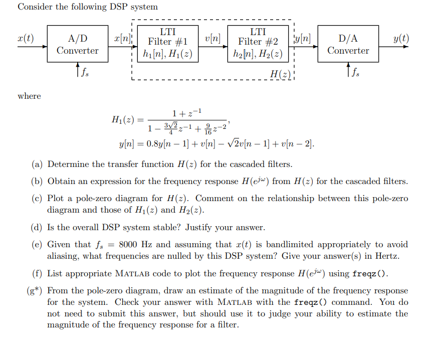 Consider the following DSP system where | Chegg.com