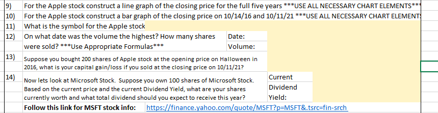 Solved 9) For the Apple stock construct a line graph of the | Chegg.com