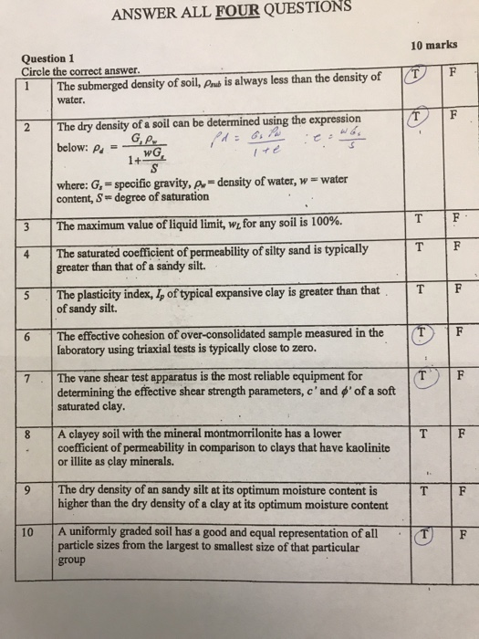 ANSWER ALL FOUR QUESTIONS 10 marks Question 1 Circle | Chegg.com
