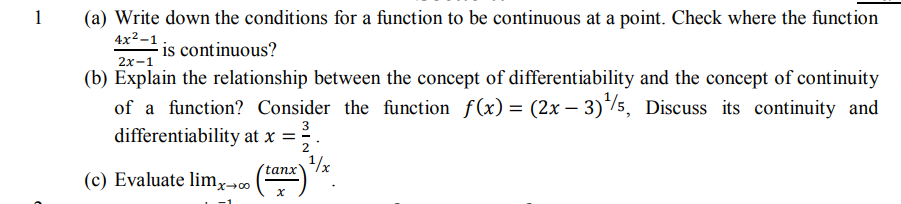 Solved 1 (a) Write down the conditions for a function to be | Chegg.com