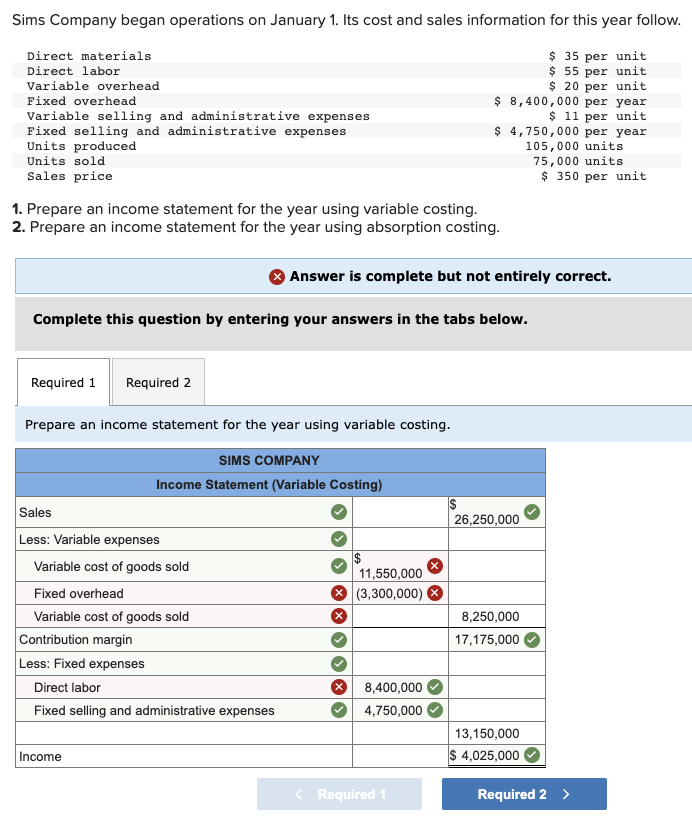 Solved Sims Company began operations on January 1. Its cost | Chegg.com