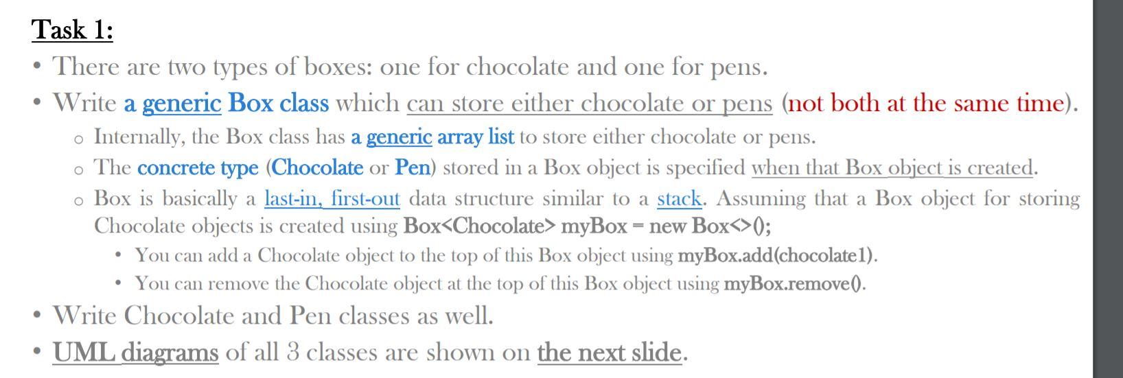 Solved a Task 1: There are two types of boxes: one for | Chegg.com