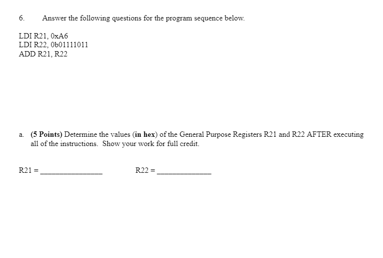 Solved 6. Answer the following questions for the program | Chegg.com