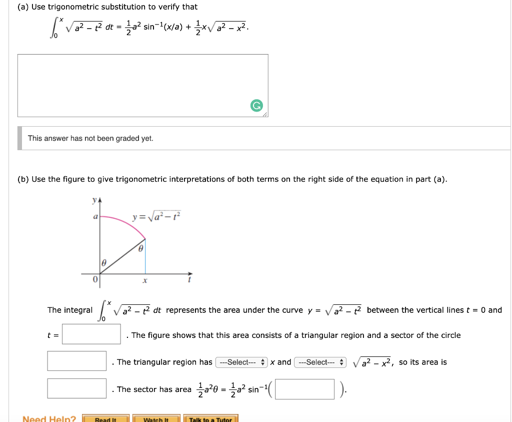 Solved (a) Use trigonometric substitution to verify that * | Chegg.com