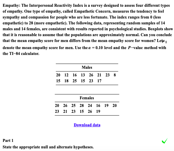 Solved Empathy: The Interpersonal Reactivity Index is a | Chegg.com