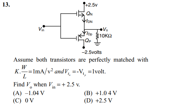 Solved 13. +2.5v HQN VION .V. 10K22 | Qp Vin lop -2.5volts | Chegg.com
