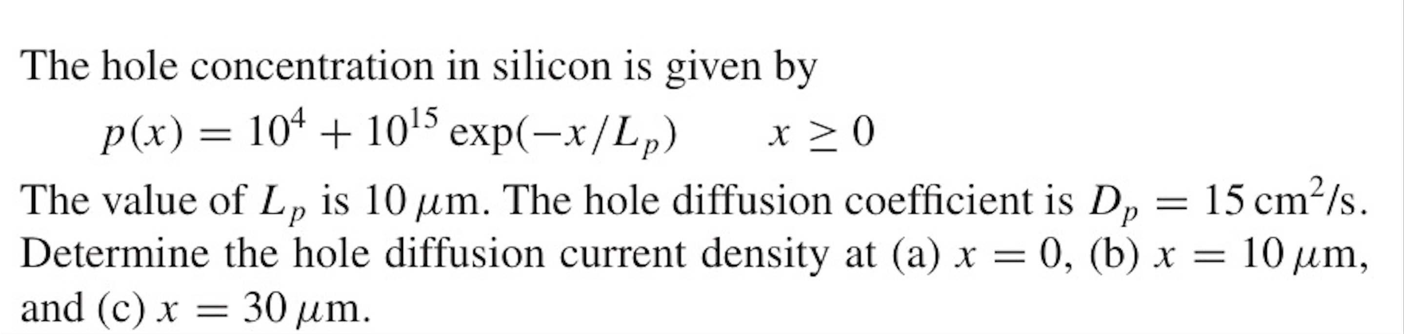 Solved The hole concentration in silicon is given by | Chegg.com