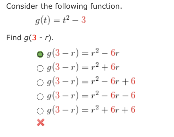 Solved Consider the following function. g(t)=t2−3 Find | Chegg.com