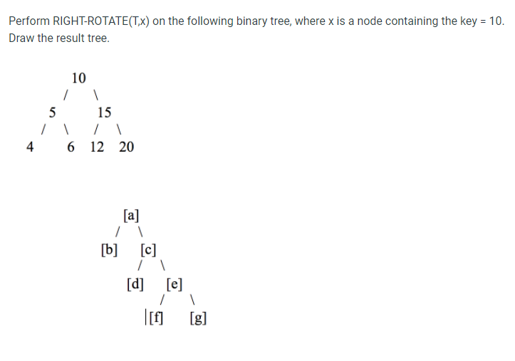 Solved Perform RIGHT-ROTATE(T,x) on the following binary | Chegg.com